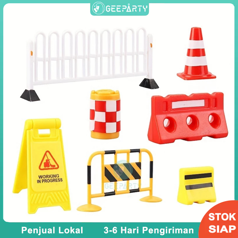 Jual 9 pcs Tema Konstruksi Rambu Lalu Lintas Mini Kerucut Lalu Lintas ...
