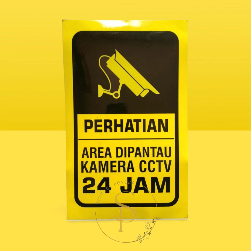 Jual Stiker CCTV 31x19 cm | Stiker Area dipantau CCTV 24 Jam | Sticker ...