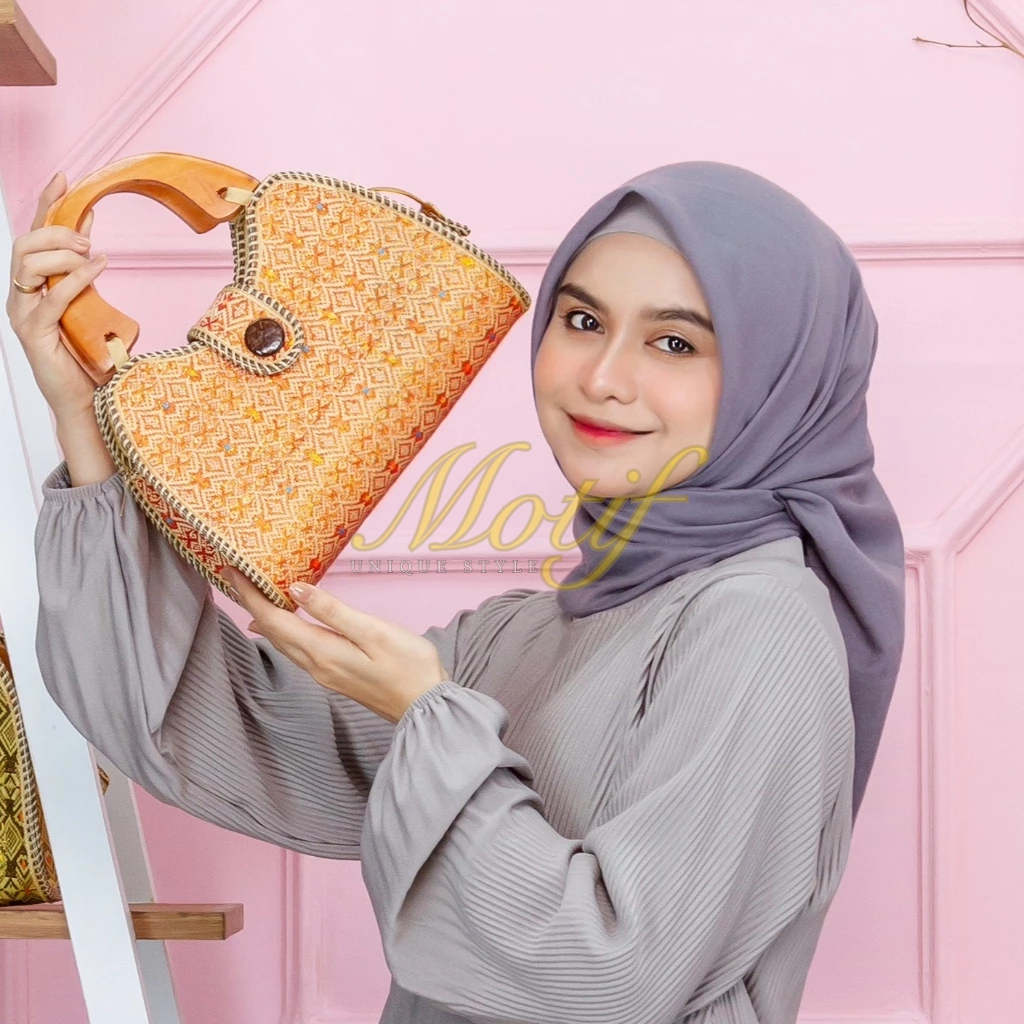 Jual Motif Tas Tangan Wanita Handbag Songket | Tas Pesta Gagang Kayu ...