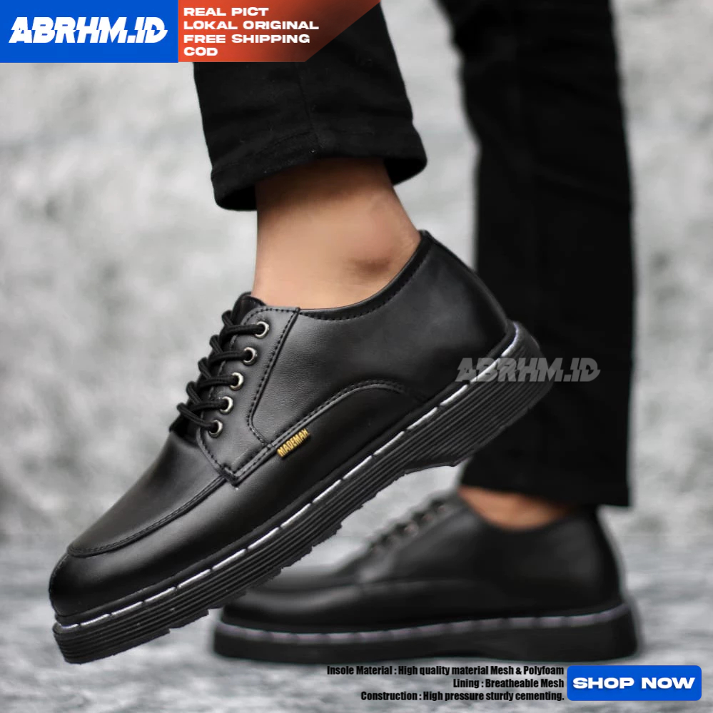 Jual ABRHM Sepatu Formal Pantofel Docmart Hitam Pria | Shopee Indonesia