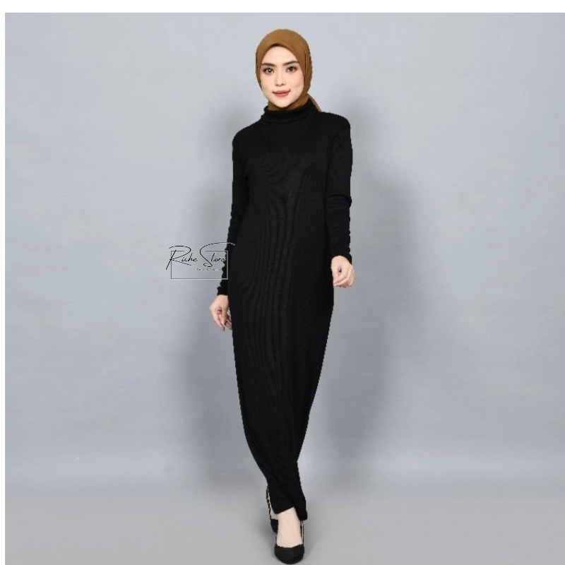 Jual ALANNA DRESS KNIT iner manset lengan panjang basic turtleneck /maternity dres premium bumil ...