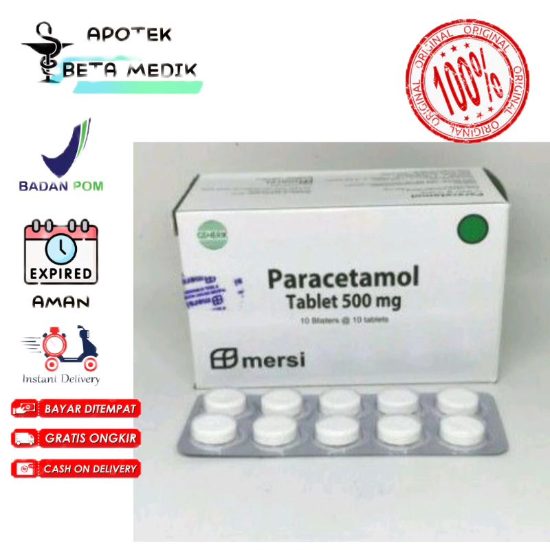 Jual PARACETAMOL 500 MG MERSI BOX - Obat Demam Anti Nyeri 10 Tablet ...