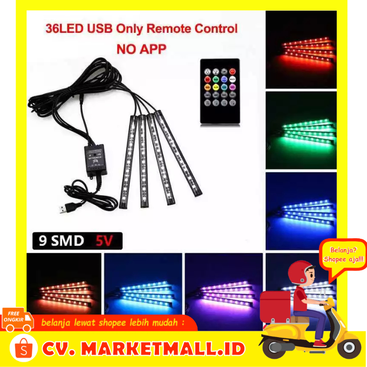 Jual Market Mall - Lampu LED Strip RGB Fleksibel 36 LED dengan Colokan ...