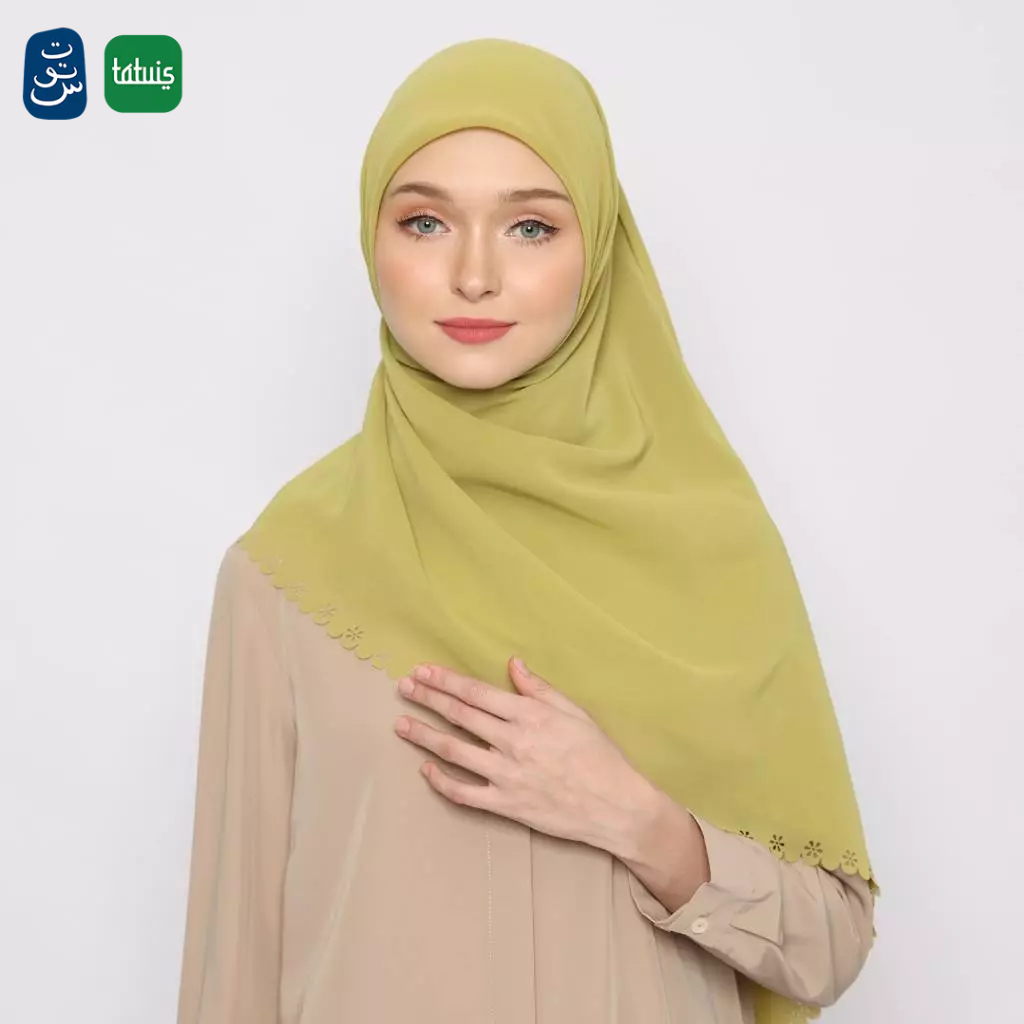 Jual Tatuis Square Hijab Damour 125 Olive Maxy | Shopee Indonesia