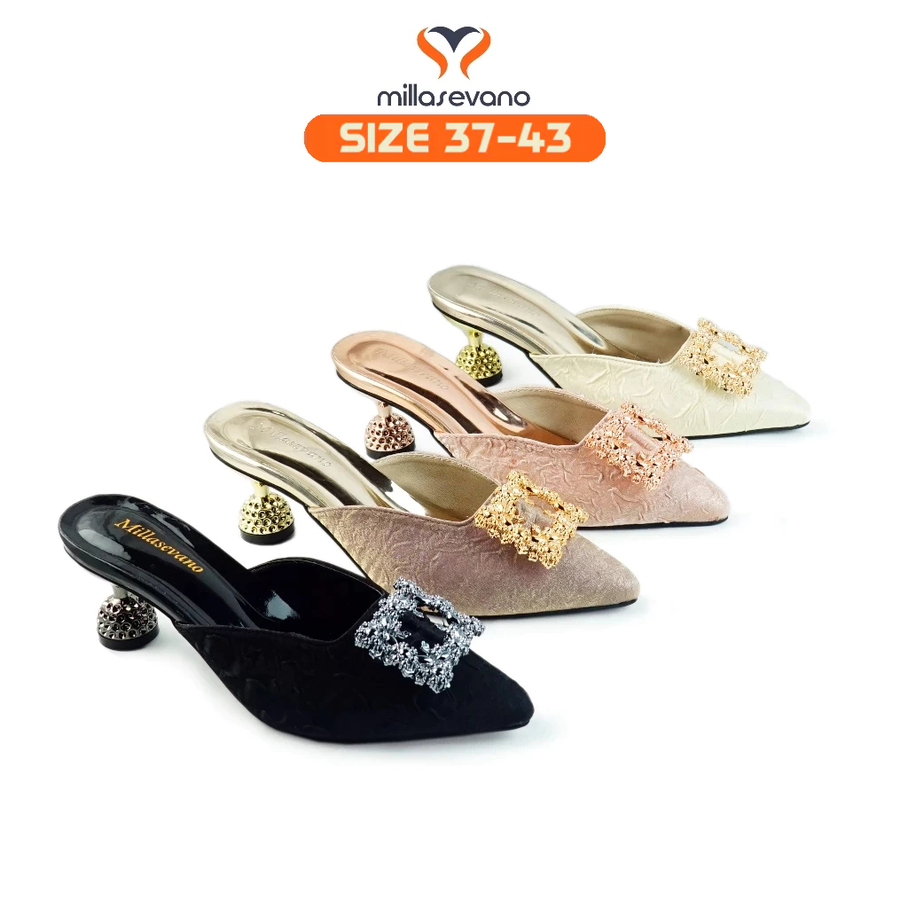 Jual Millasevano Sepatu Sandal Wanita Heels Wisuda Elegan Upper Brukat ...