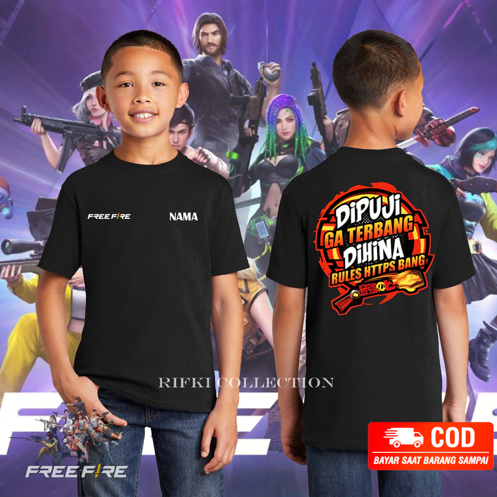 Jual Kaos Baju FF Freefire free fireee SG elite cees anak laki-laki ...