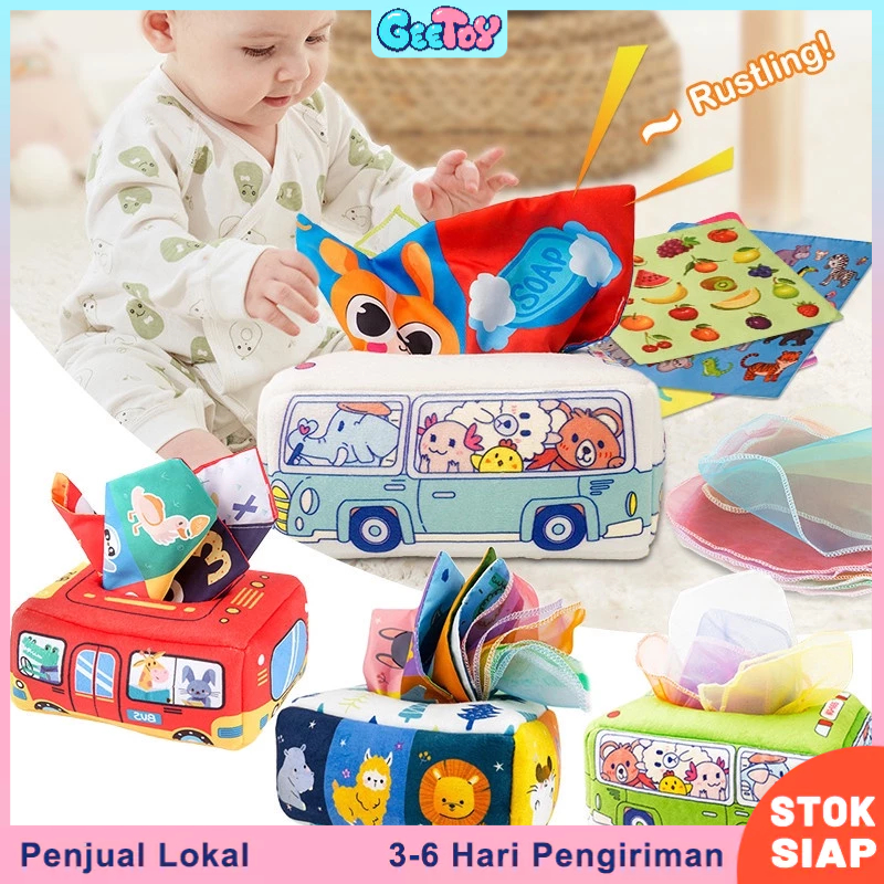 Jual Geetoy Mainan Edukasi Kotak Tisu Lembut Mainan Sensorik Bayi Baru ...