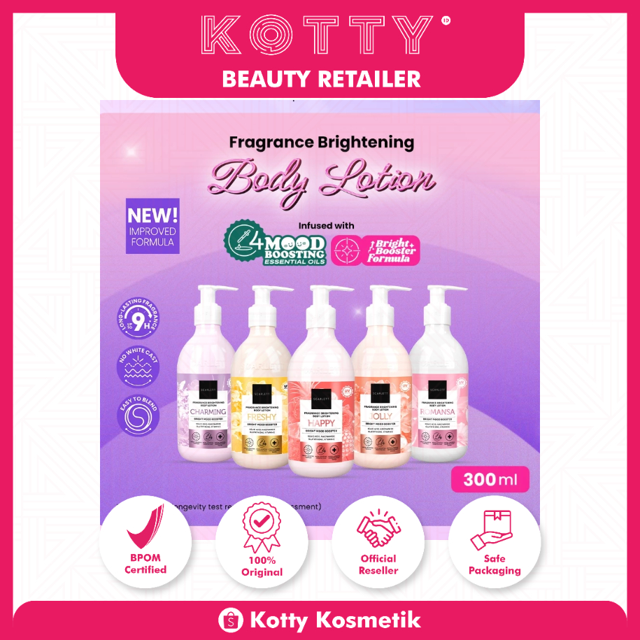 Jual Kotty Kosmetik - SCARLETT Body Lotion Bright Mood Booster 300ML | Shopee Indonesia