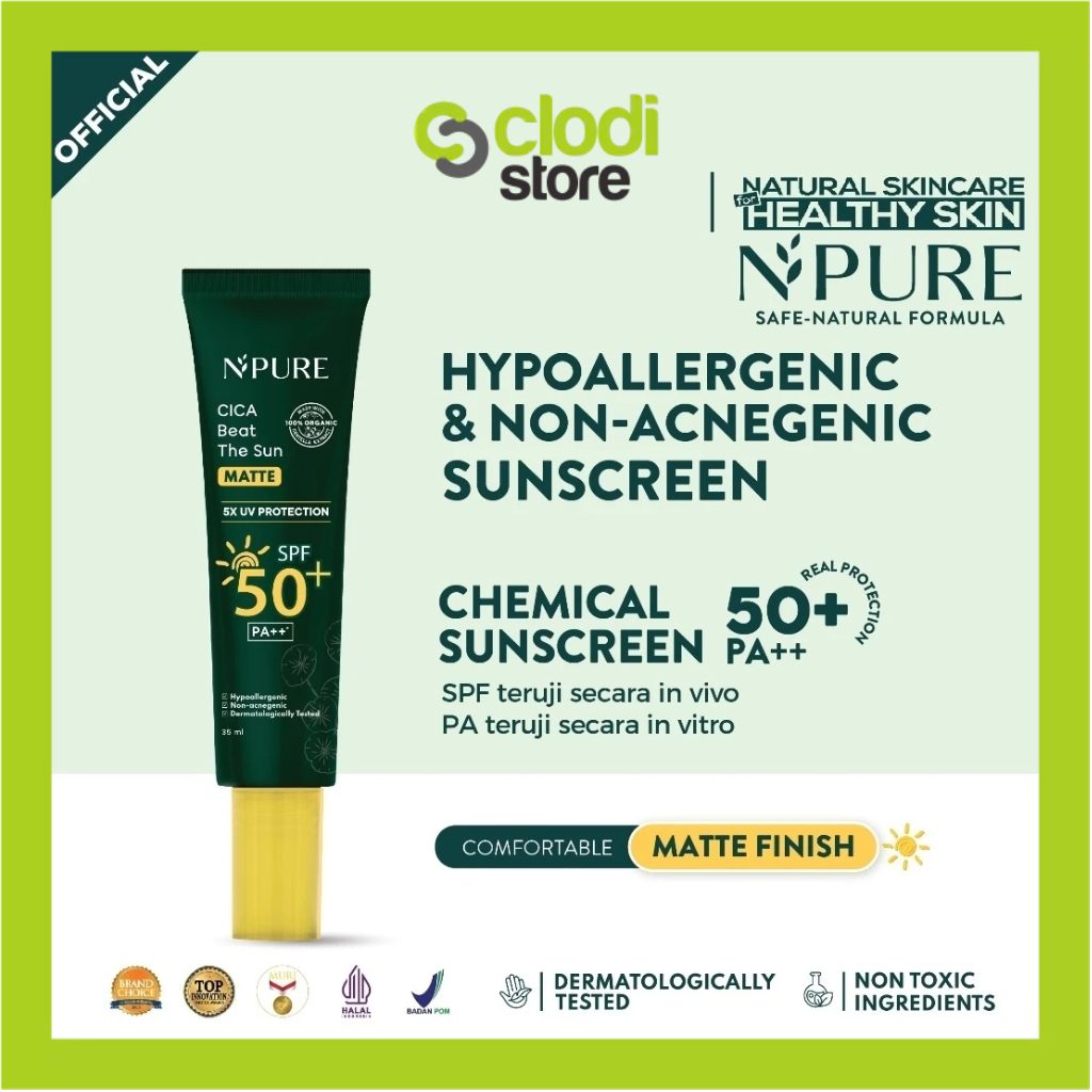 Jual NPURE Sunscreen Matte Cica Beat The Sun Sunscreen Hypoallergenic ...