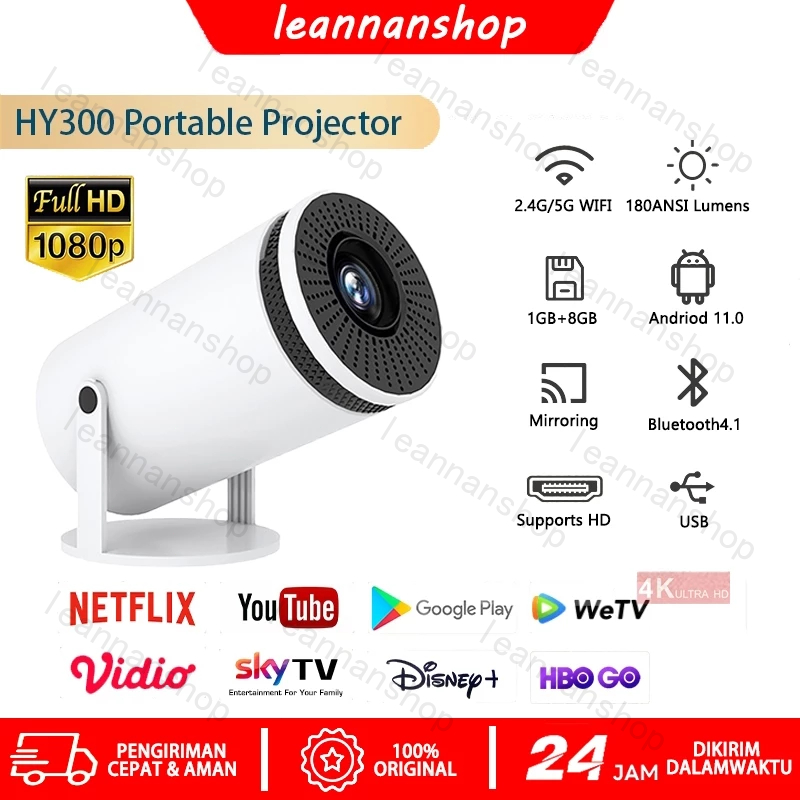 Jual Android Projector HY300 180 ANSI Lumens Portable Projector HD ...