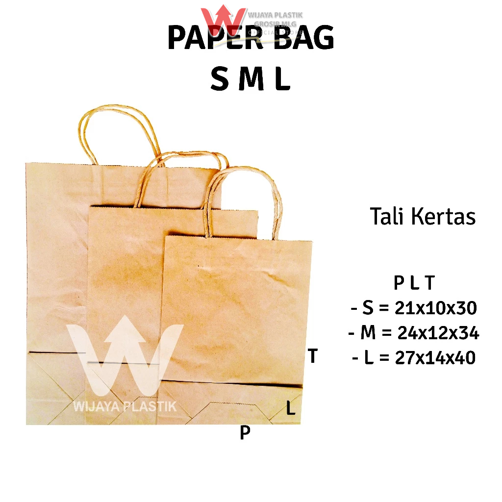 Jual [PROMO] Paper Bag ( S M L ) Tas Coklat Tebal Tali Kertas @Pcs ...