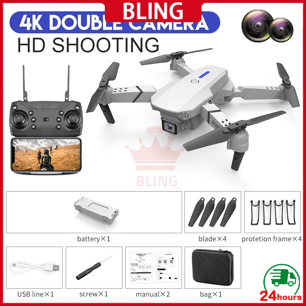 Jual 【COD】Smart Drone E88 Pro 4k HD Camera Shoot Original Indoor ...