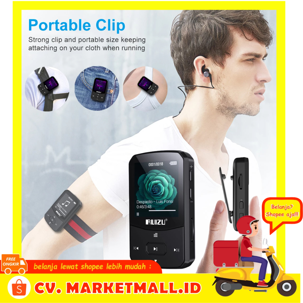 Jual Pemutar Mp3 Bluetooth Olahraga Pemutar Musik Klip Mini Mendukung