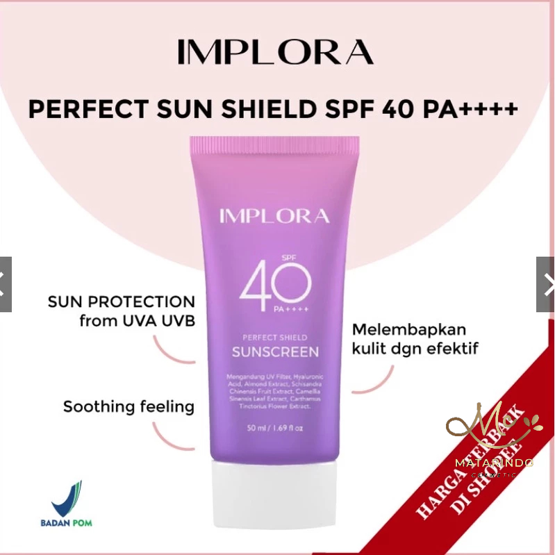 Jual IMPLORA PERFECT SHIELD SUNSCREEN SPF40 PA++++ 50mL | Sunscreen ...