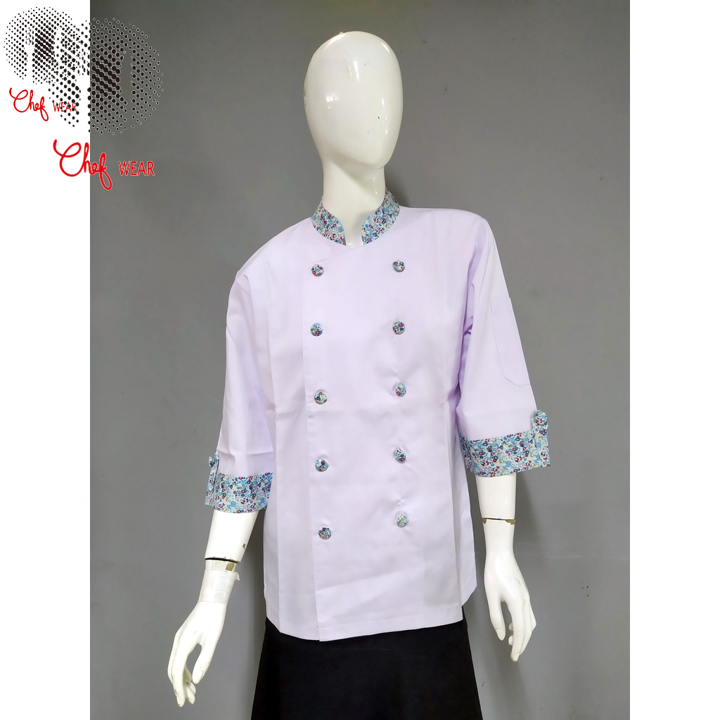 Jual Chef Wear Baju Koki Wanita 3/4S Komb Bunga (Size kecil) | Shopee ...