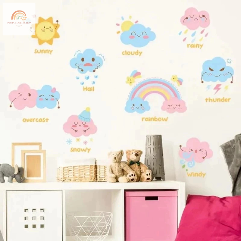 Jual Stiker Dinding Kamar Tidur Anak Edukasi Cuaca Awan Weather Face ...
