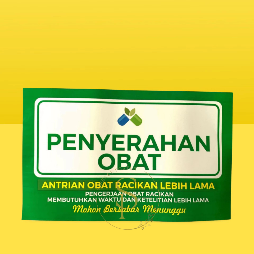 Jual Stiker Penyerahan Obat 31x19 cm | Nama Ruang Klinik Rumah Sakit ...