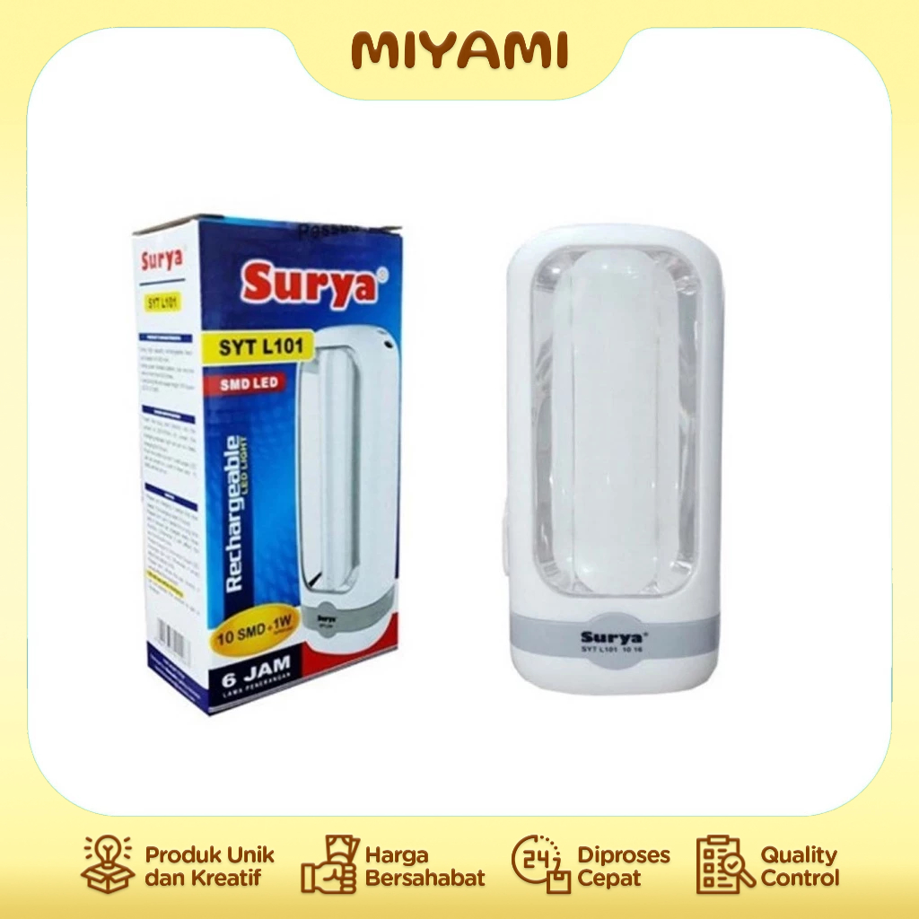 Jual Lampu Senter SURYA SYT L101 SMD LED Emergency Rechargeable ...