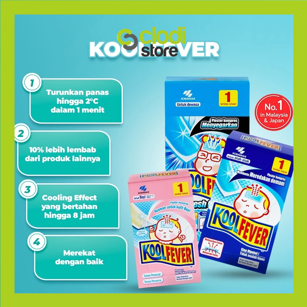 Jual KoolFever Plester Kompres Demam Bayi Anak Kids Penurun Panas Kool fever SATUAN 1 Lembar ...