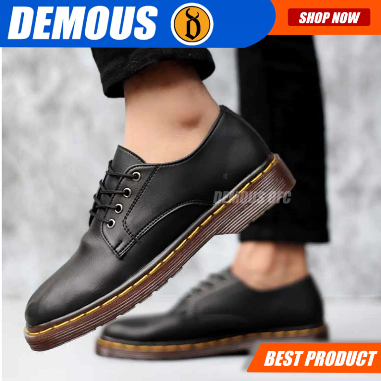 Jual DEMOUS - Sepatu Docmart Pria Boots Casual Hitam Kulit Pu Original ...