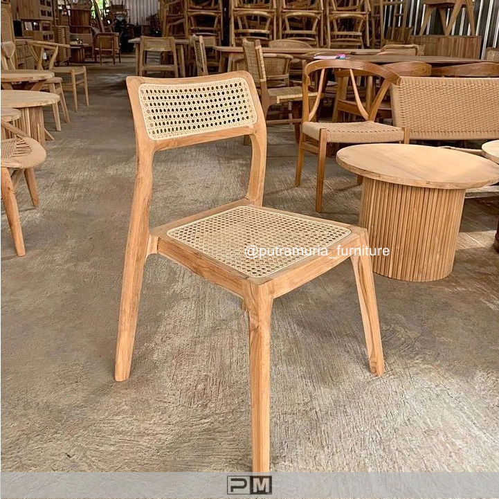 Jual kursi makan rotan model stacking dining chair simple | Shopee ...