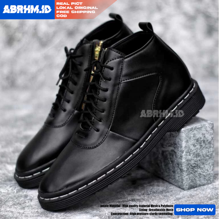 Jual ABRHM Sepatu Formal Boots Pantofel Docmart Hitam Pria | Shopee ...