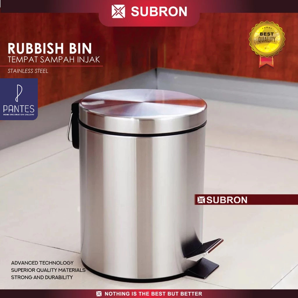 Jual SUBRON Tempat tong sampah 5 liter stainless injak Rubbish bin rumah | Shopee Indonesia