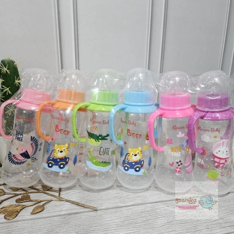 Jual Botol Susu Kinawa Baby Gagang Karakter Bening Warna 125ml 240ml ...