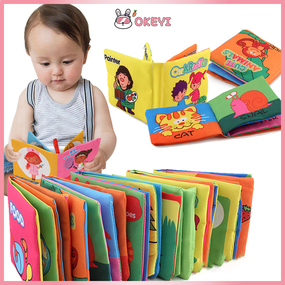 Jual OKEYI Buku kain mainan Bayi soft book edukasi bayi bantal buku ...