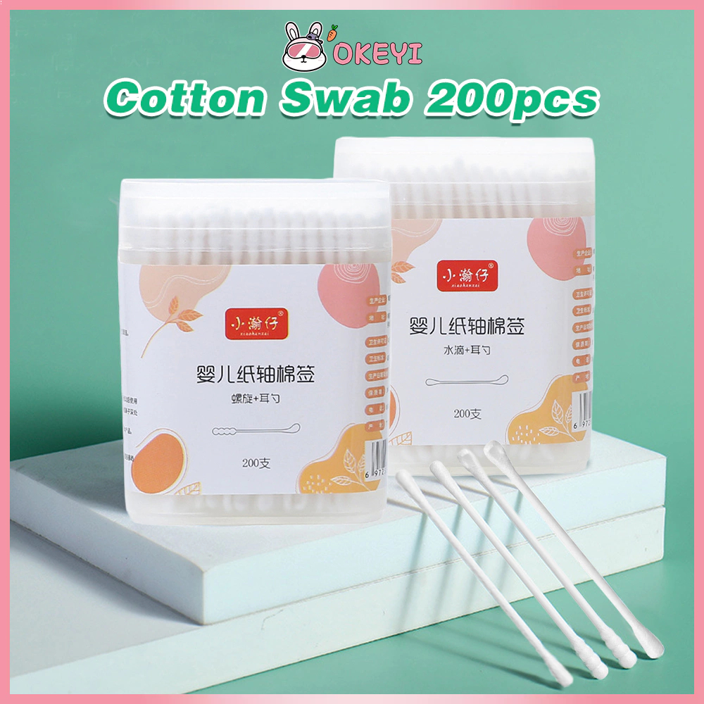 Jual OKEYI 200Pcs Cotton Buds Spiral Model Pembersih Telinga Baby ...