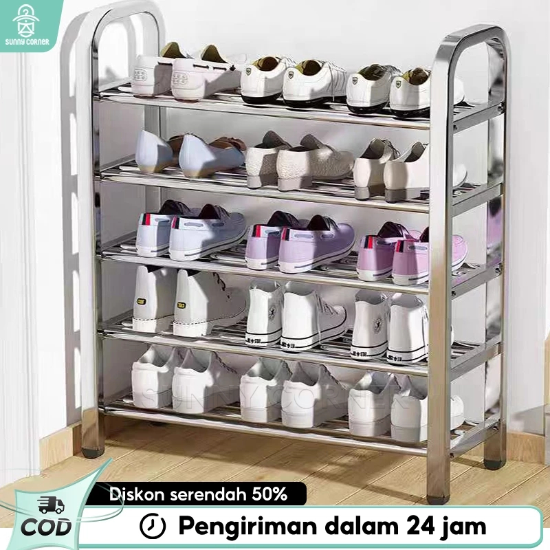 Jual Rak Sepatu Stainless Steel 6 Susun Rak Sepatu Kokoh Tempat Sepatu ...