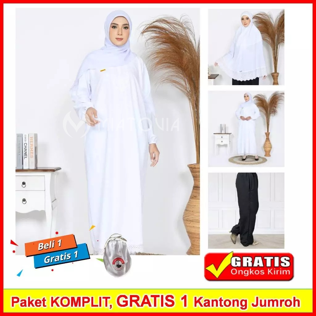 Jual GAMIS Ihram Katun Haji Dan Umroh Wanita Plus Bergo Paris JUMBO ...