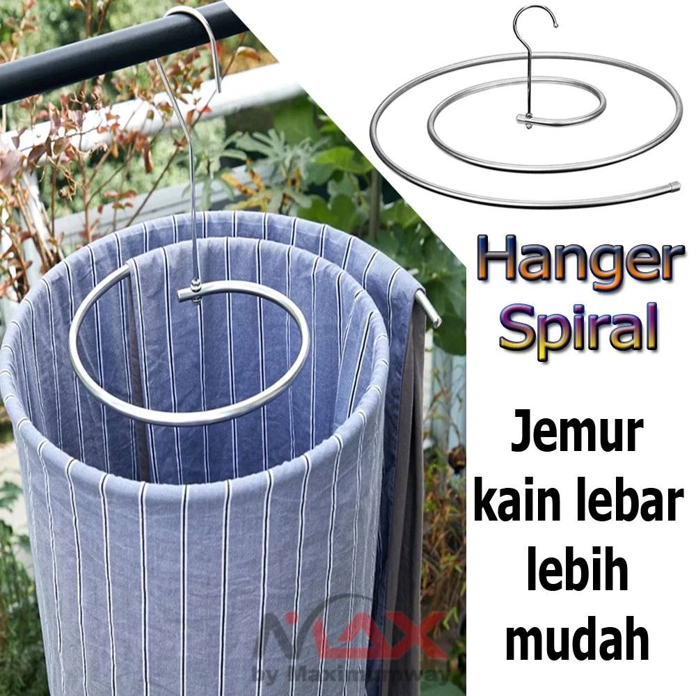 Jual Hanger Jemuran Pakaian kain lebar spiral selimut handuk seprei ...