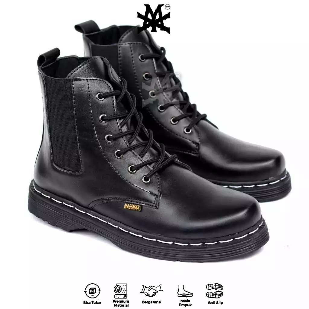 Jual MADEMAX - Sepatu Docmart Boots Formal Pantofel Kerja Pria Hitam ...