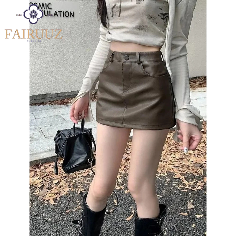 Jual Rok Mini Kulit High Waist Slimming Mini Women's Skirt Pu Leather A ...