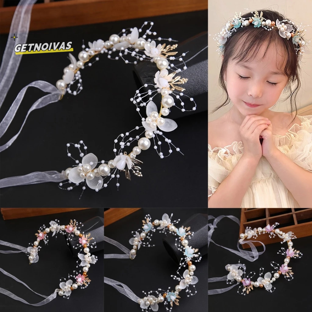 Jual GETNOIVAS Bando bunga mutiara pengiring pengantin, aksesori rambut ...