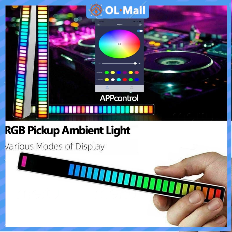 Jual RGB Rhythm Light USB Audio spectrum indicator bar LED lampu hias ...