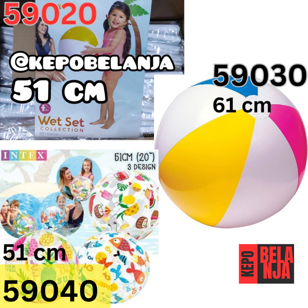 Jual TERMURAH bola pantai INTEX 59020 diameter 51cm atau beach ball ...