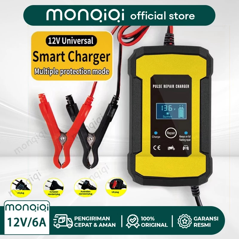 Jual Monqiqi Charger Aki Motor Charger Aki Mobil Intelligent Battery Charger Aki Mobil 12V 6A ...