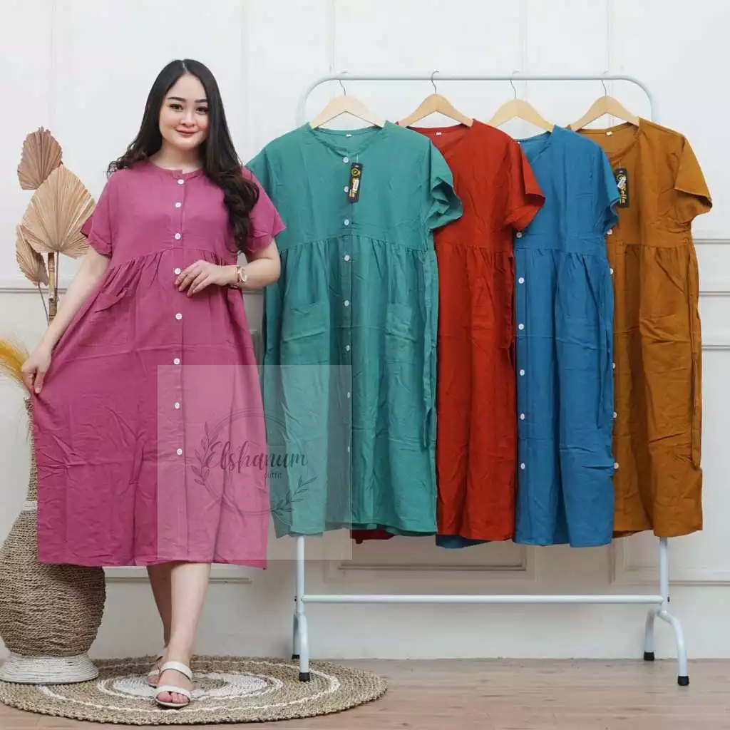Jual Daster Kancing Rayon Premium Jumbo LD110 Busui Bumil Dress wanita ...