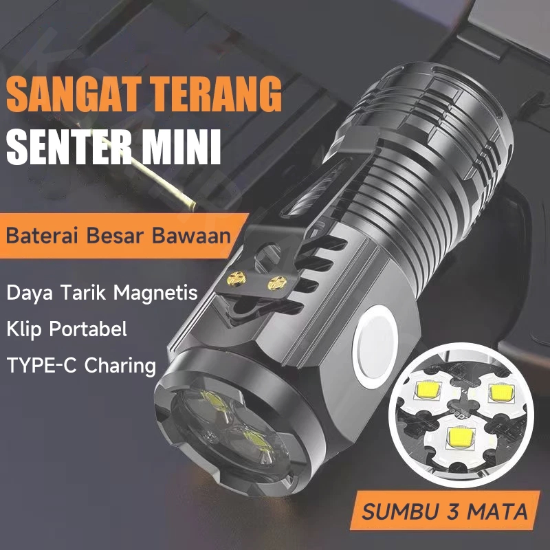 Jual Senter LED Super Terang Senter Mini Senter Swat Senter 3 LED Lampu ...