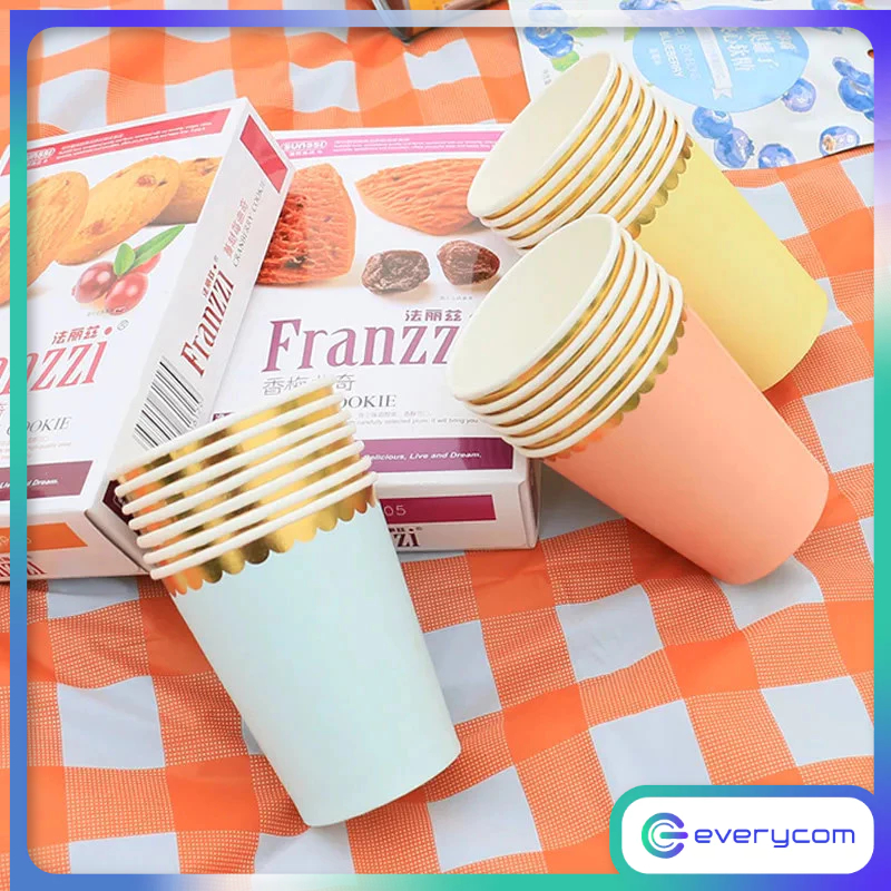 Jual [10 Pcs] Gelas Kertas List Emas / Paper Cup / Gelas Ulang Tahun ...