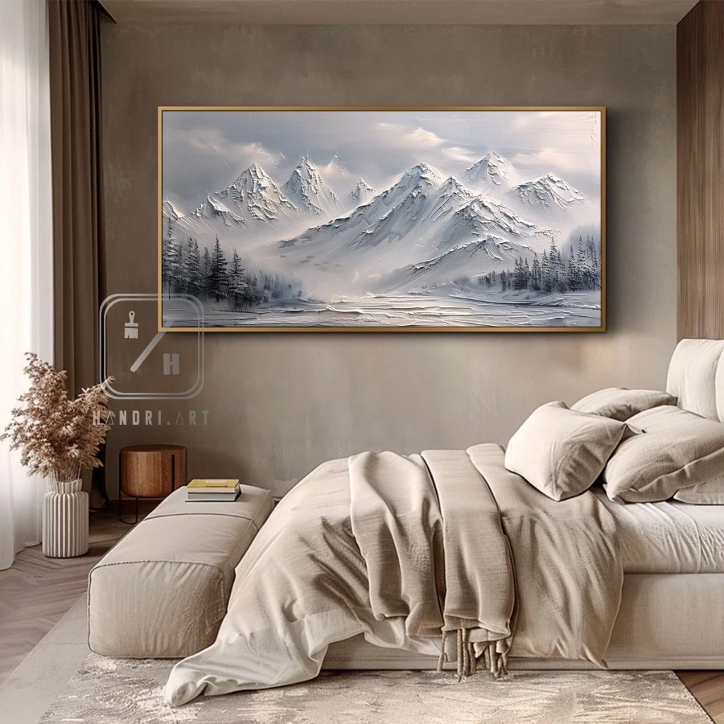 Jual Lukisan Abstrak Pemandangan Gunung Minimalis Realis full Texture ...