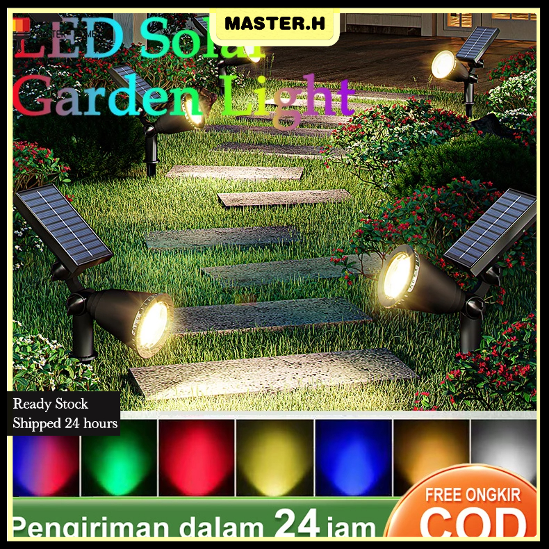 Jual COD Lampu Taman Tenaga Surya 7 LED Warna Warni Solar Cell Panel ...