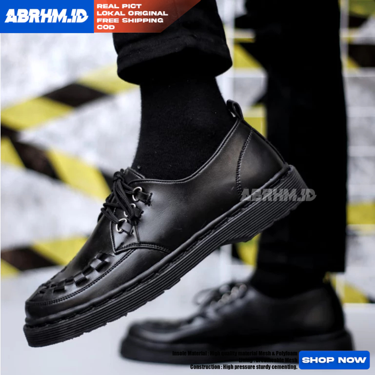 Jual ABRHM Sepatu Formal Pantofel Oxford Docmart Hitam Pria | Shopee ...