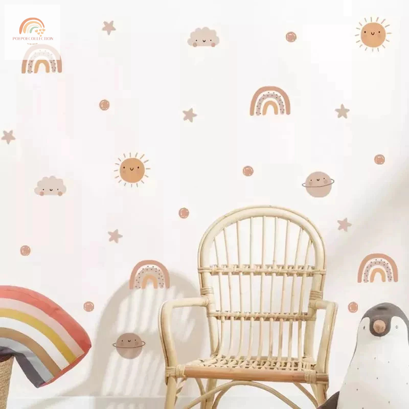 Jual Wall stiker Dinding Aesthetic Rainbow Planet Space star Sticker ...