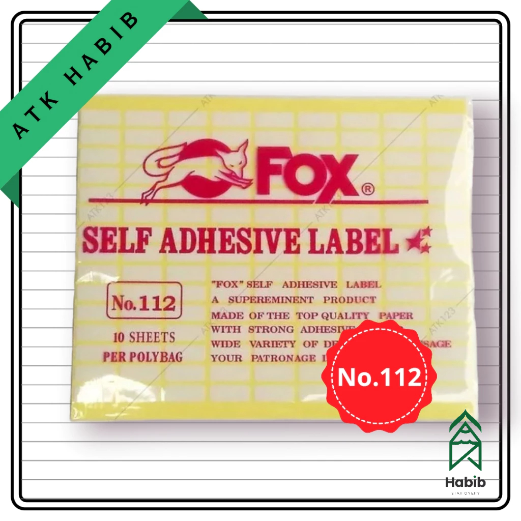 Jual Kertas / Label Stiker Fox No. 112 uk. 8 x 20 mm | Shopee Indonesia
