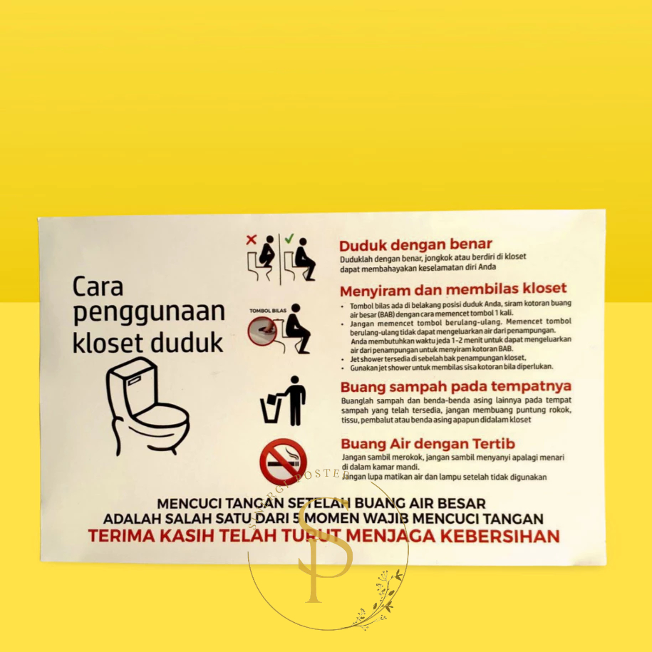 Jual Stiker Cara Penggunaan Kloset Duduk 31x19 cm | Stiker Peraturan ...