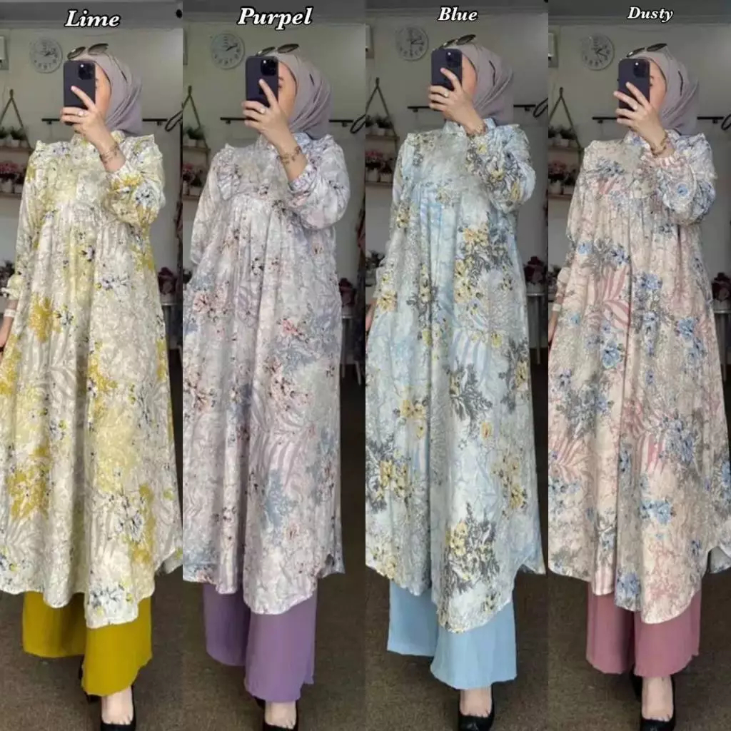 Jual OneSet Long Ayesha Oneset Tunik Wanita Kekinian | Shopee Indonesia