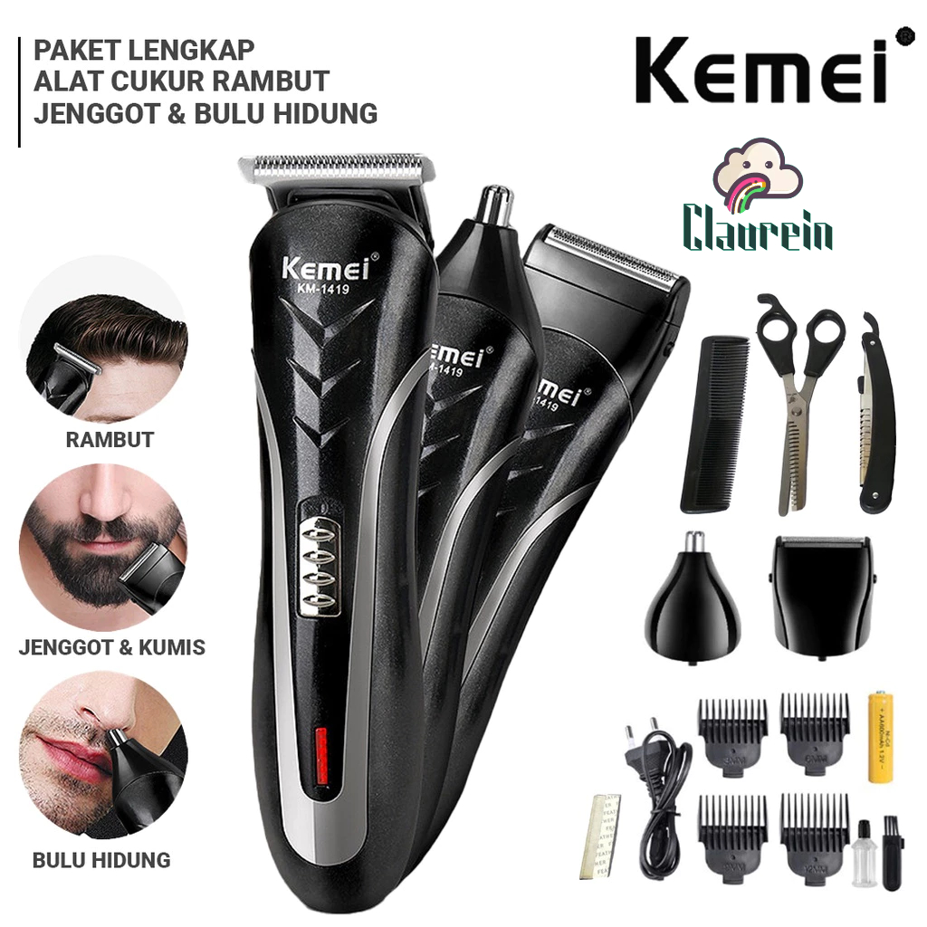 Jual Kemei 1419 Hair Clipper Wireless Alat Mesin Cukur Rambut Kumis Jenggot KM 1419 Tanpa Kabel ...